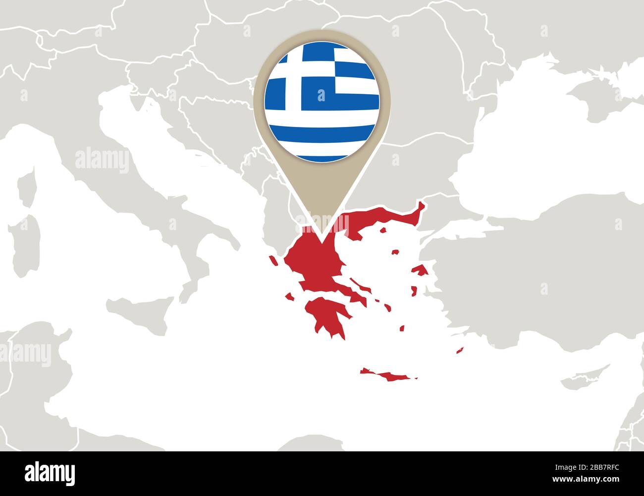 Europe with highlighted Greece map and flag Stock Vector Image & Art ...