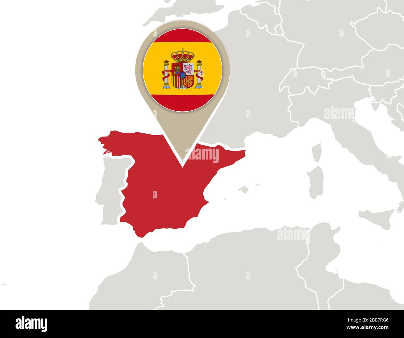 Europe with highlighted Spain map and flag Stock Vector Image & Art - Alamy