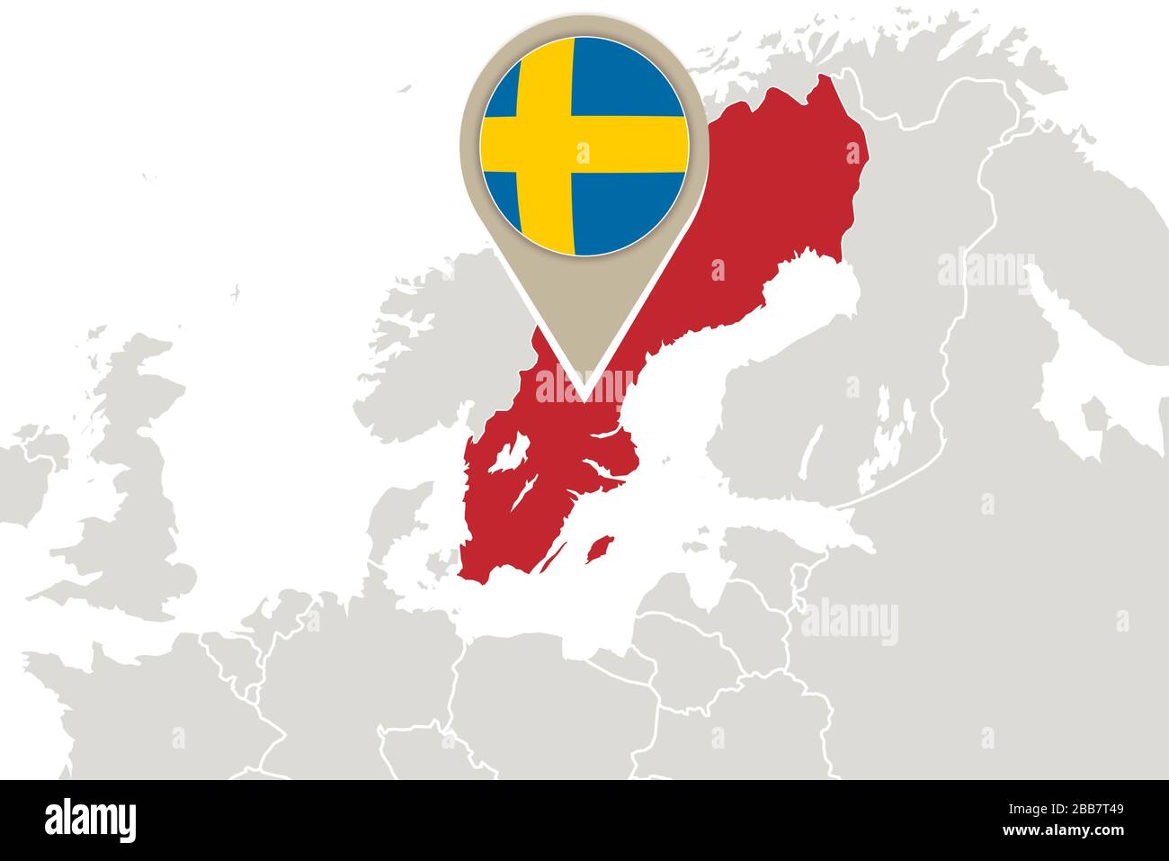 Europe with highlighted Sweden map and flag Stock Vector Image & Art ...