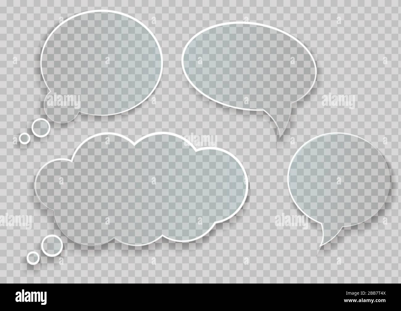 Vector set of realistic isolated glossy glass speech bubbles on the ...
