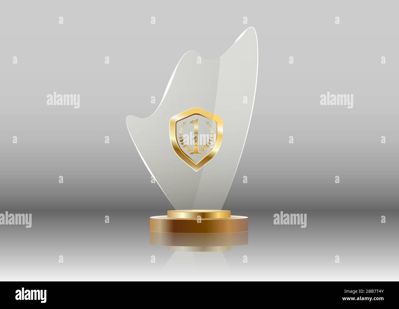 Glass shining Golden trophy. With the Golden sign first Stock Vector ...