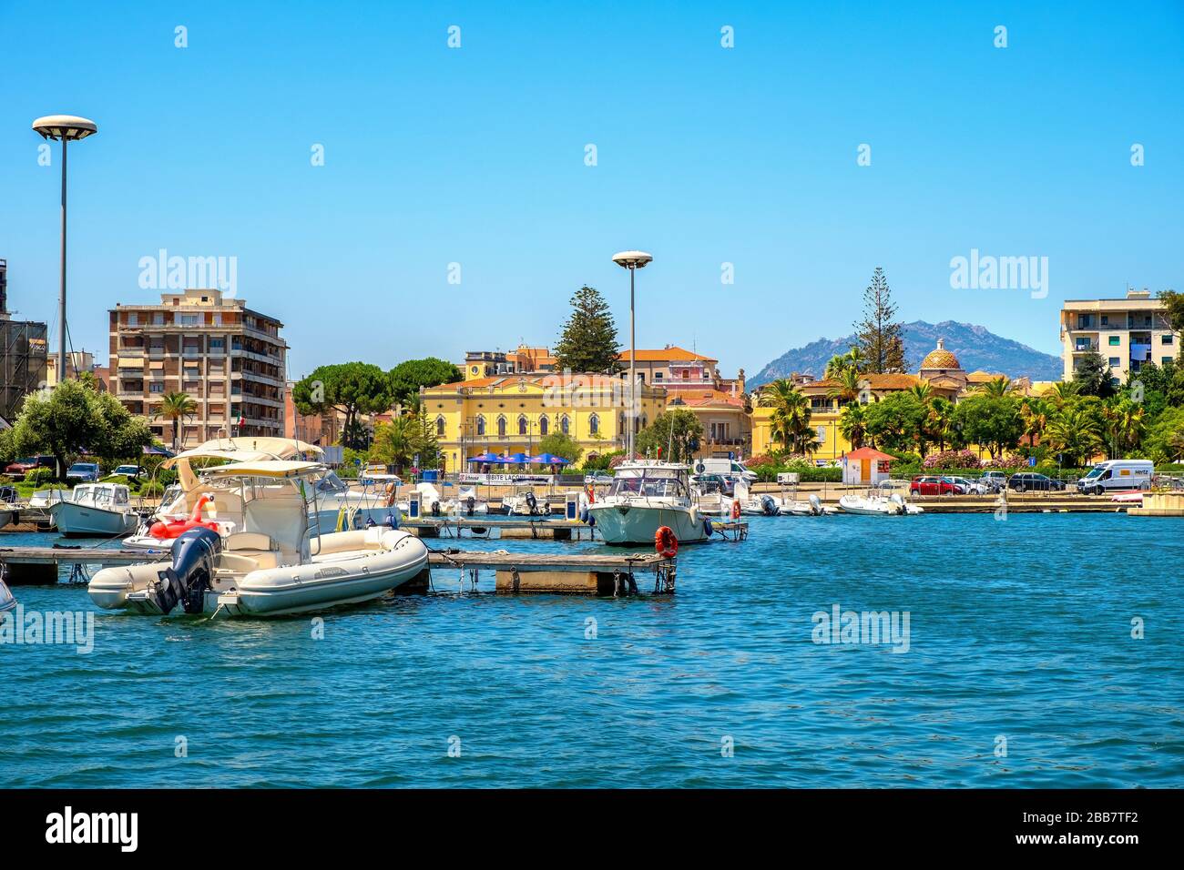 Olbia, Sardinia / Italy - 2019/07/21: Panoramic view of Olbia port and ...