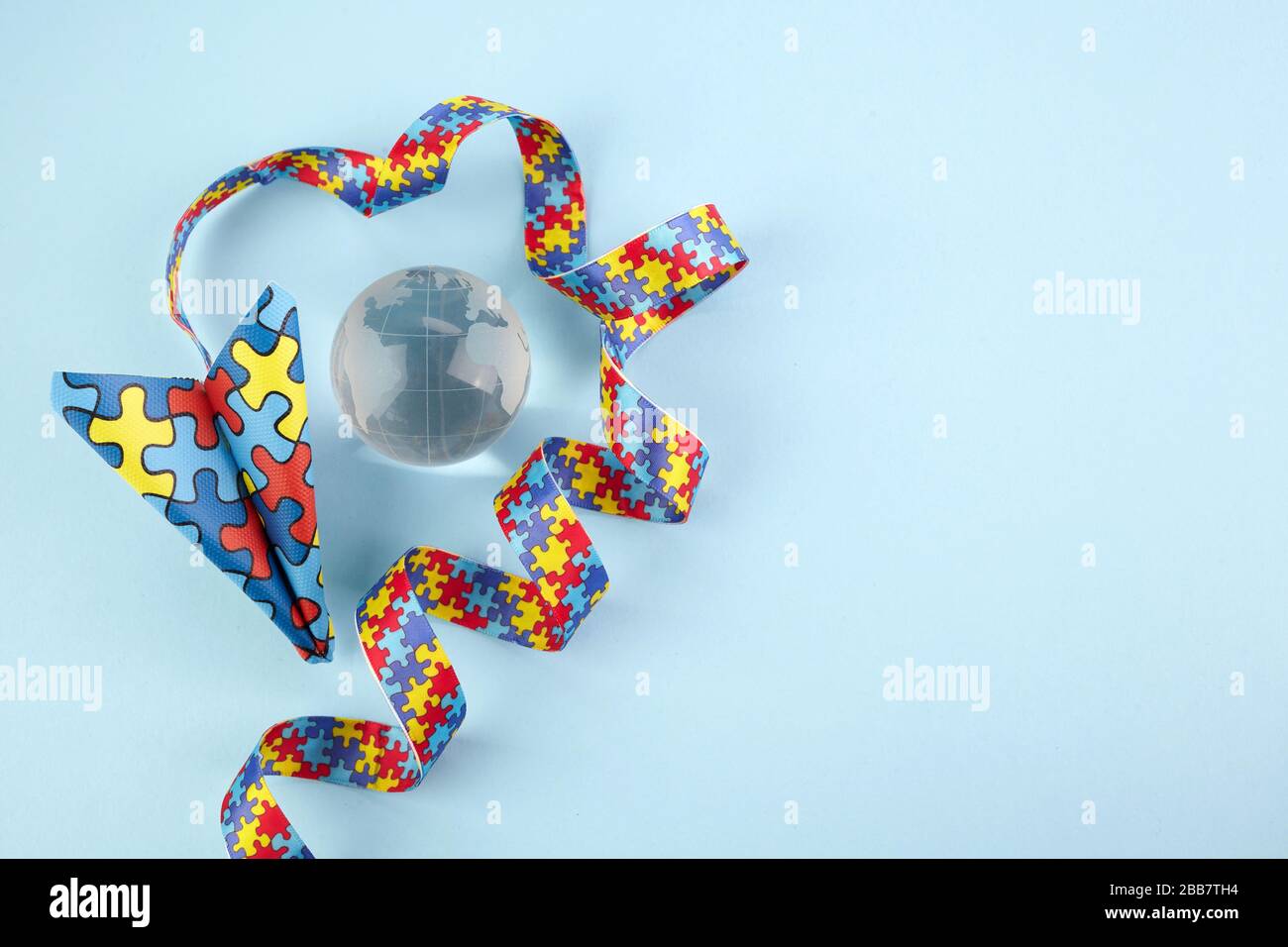 Autism awareness day or month. Paper plane in origami style with autism ...