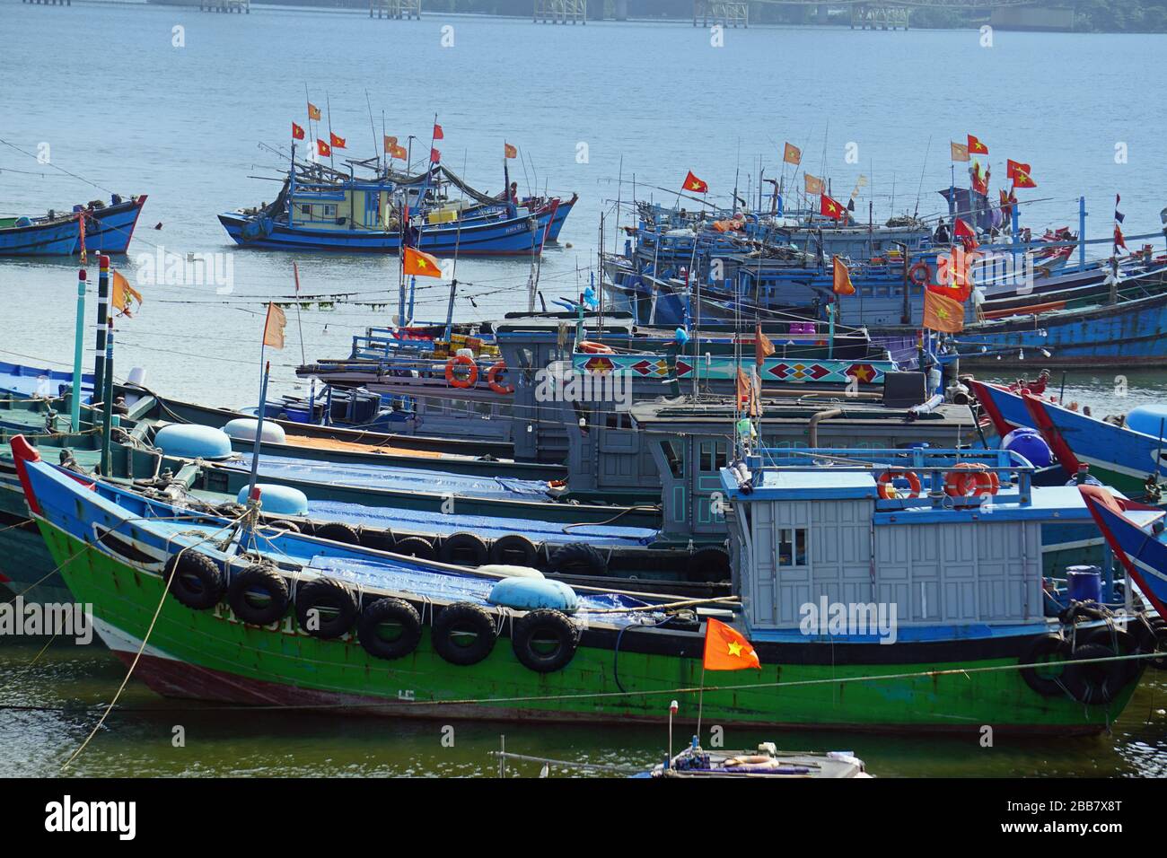 colorful fisher boats in da nang in vietnam Stock Photo - Alamy