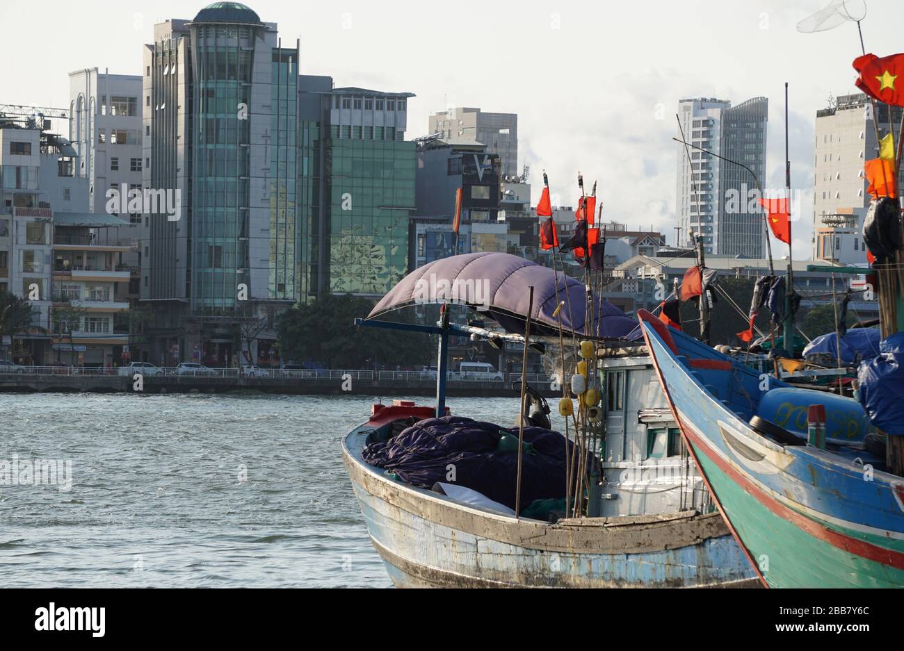 colorful fisher boats in da nang in vietnam Stock Photo - Alamy