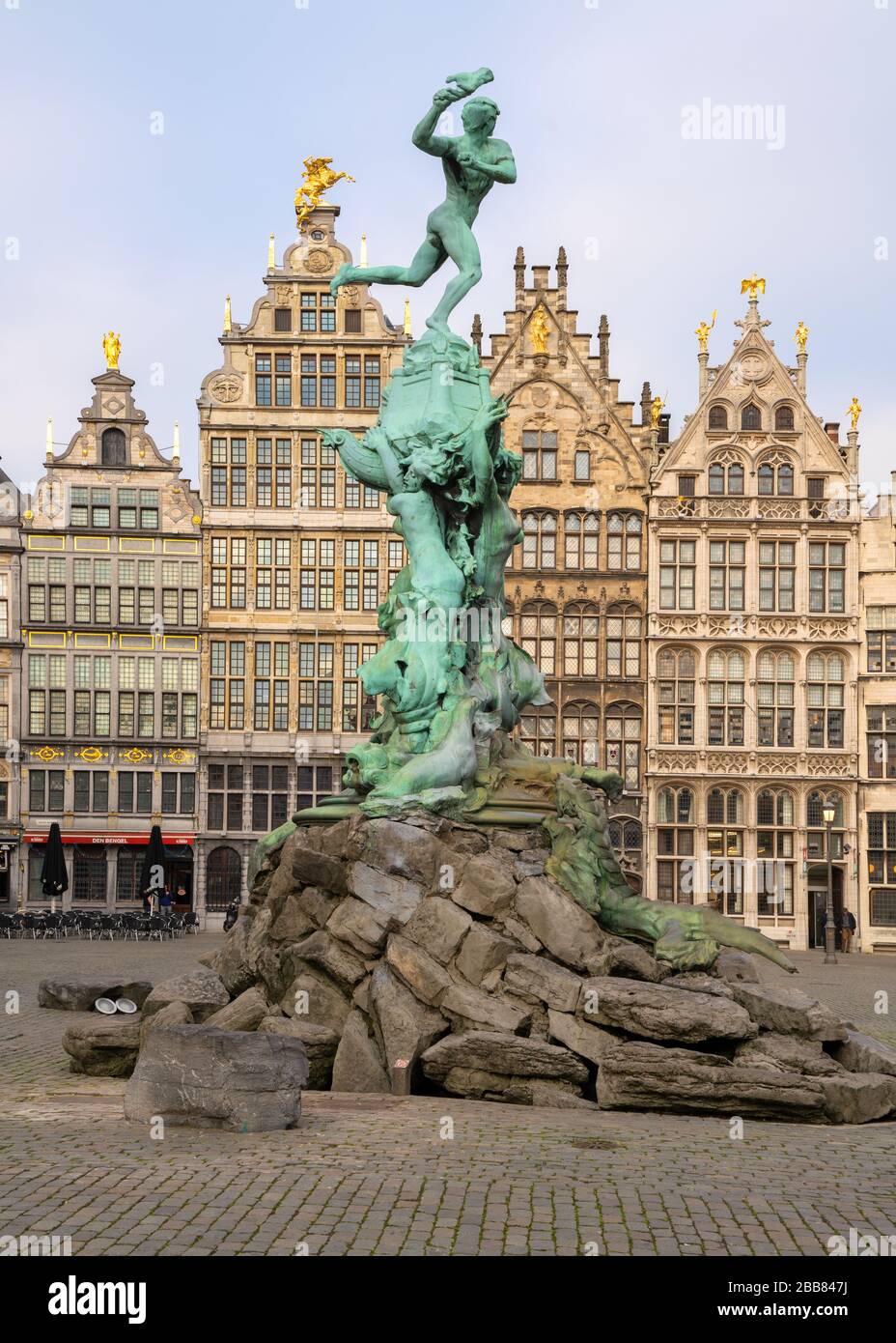 ANTWERP, BELGIUM - FEBRUARY 2, 2020: Old buildings around the Grote ...