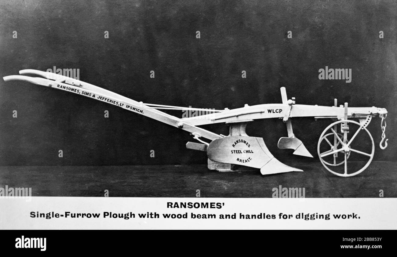 Vintage black and white photograph. Vintage Farm Machinery. A Ransomes ...