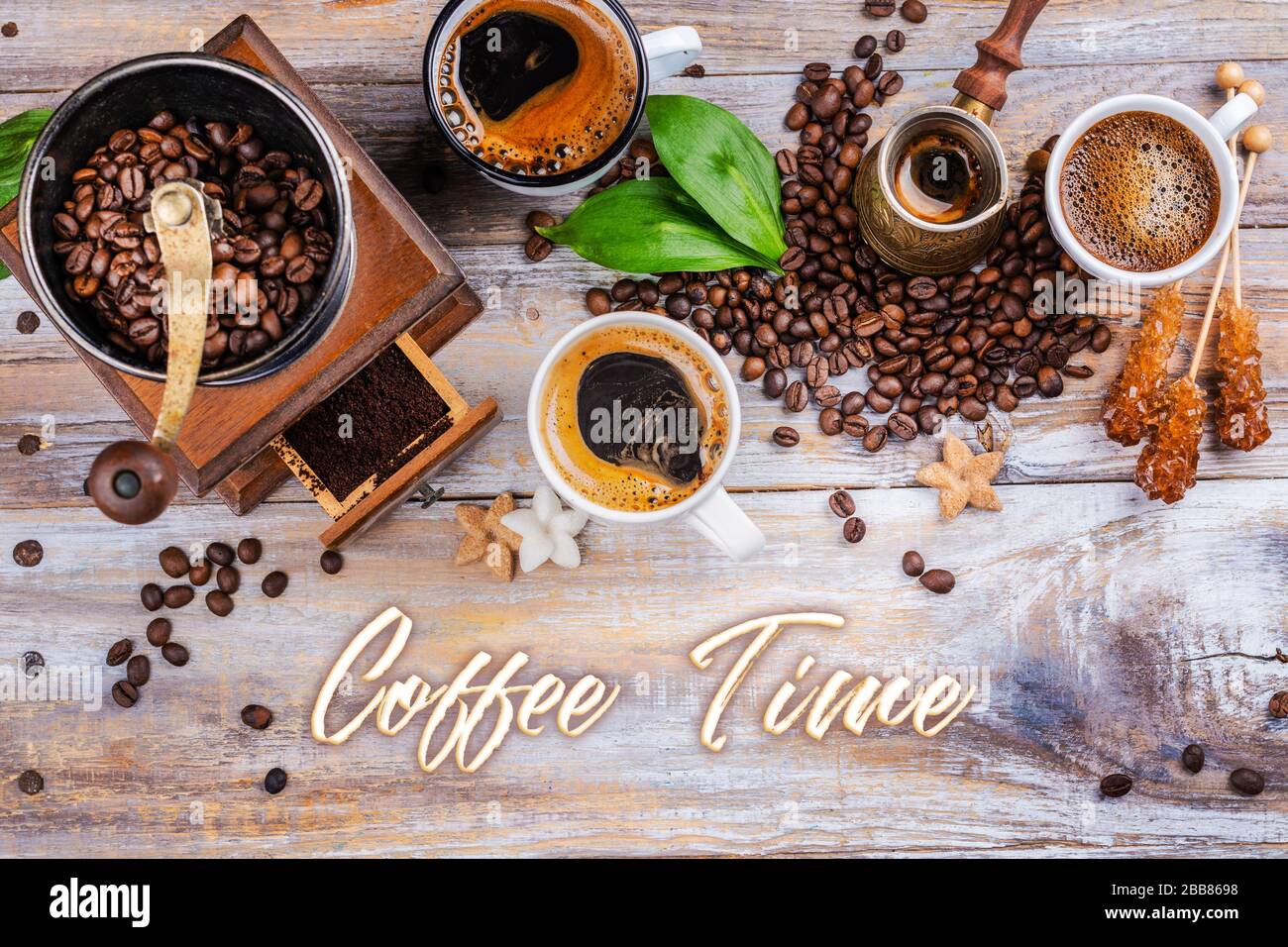 Coffee time background Stock Photo - Alamy