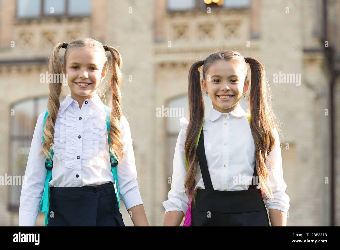 Ending of school year. Lucky to meet each other. Cheerful smart ...