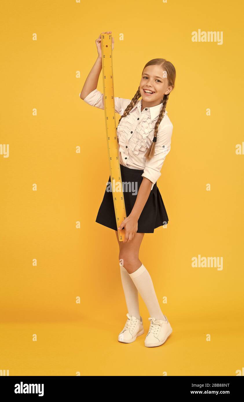 Measuring height. Measuring equipment. Kid cute student study math ...