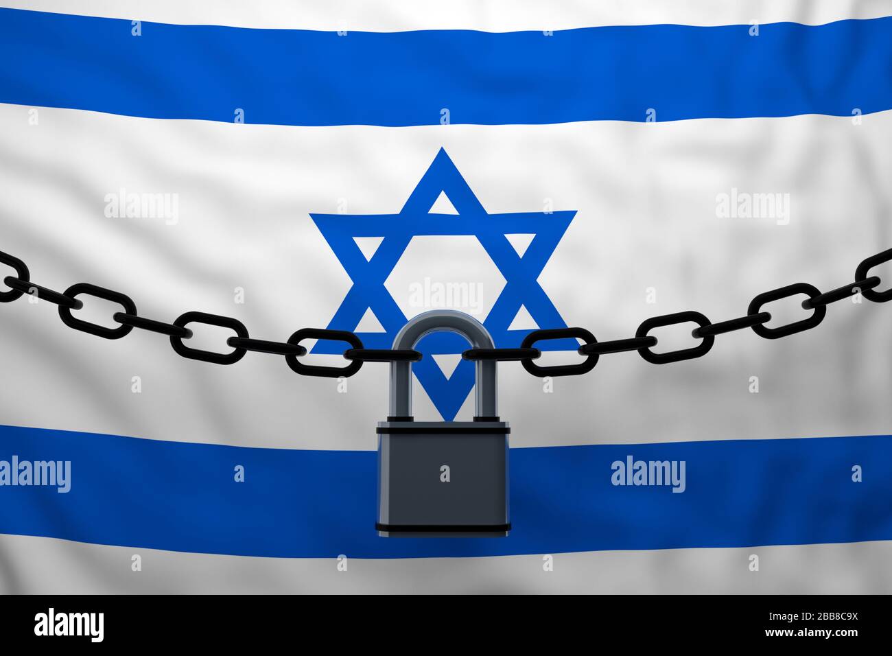 Israel flag closed chain with padlock. 3d rendering Stock Photo - Alamy