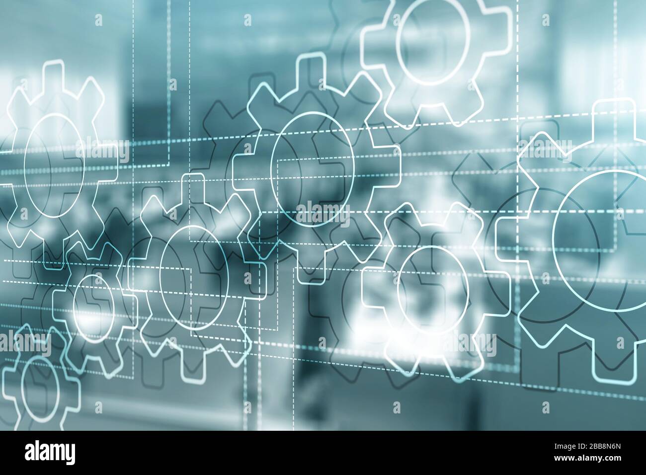 Gears on the abstract background. Business processes concept Stock ...