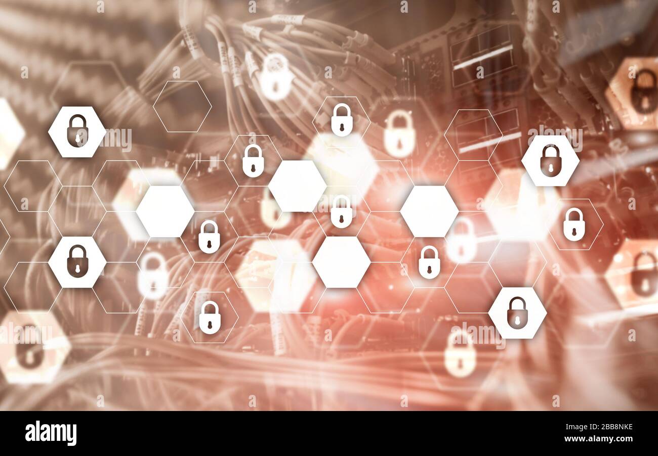 Server rack room digital security data protection concept Stock Photo ...