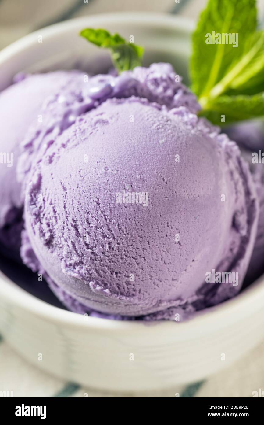 Homemade Purple Japanese Ube Ice Cream in a Bowl Stock Photo - Alamy