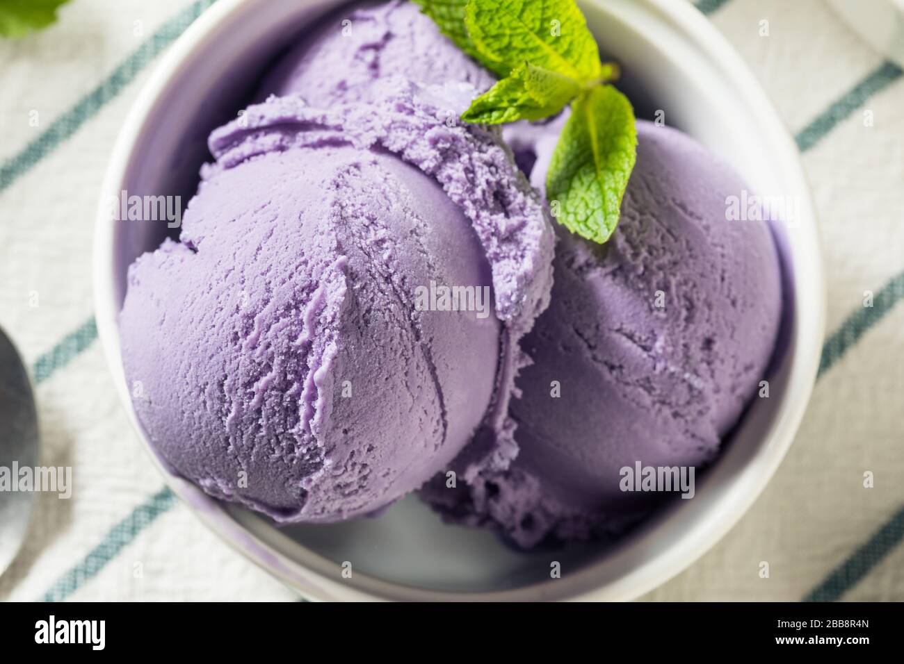 Homemade Purple Japanese Ube Ice Cream in a Bowl Stock Photo - Alamy