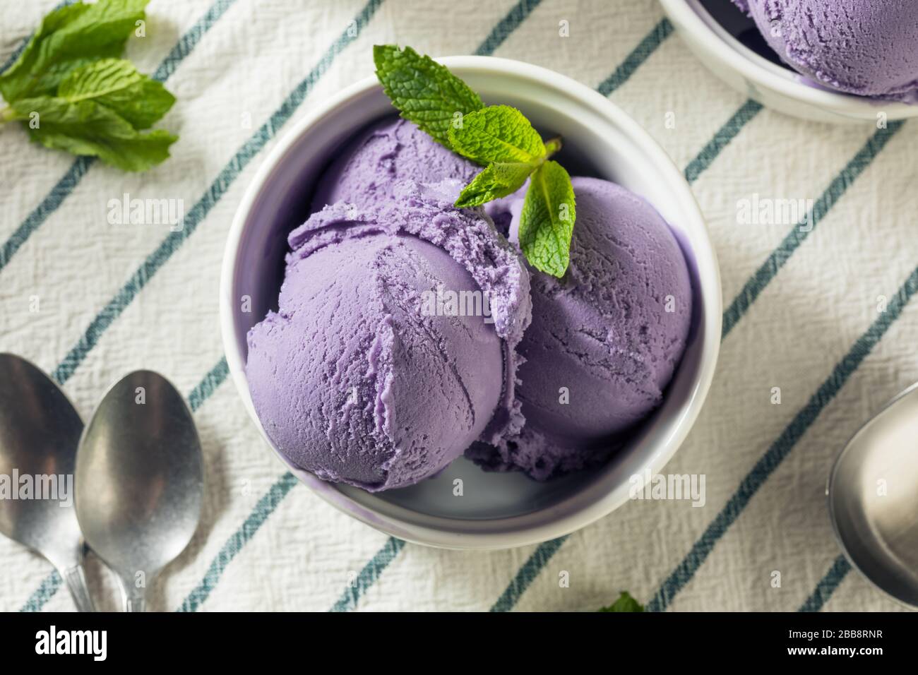 Homemade Purple Japanese Ube Ice Cream in a Bowl Stock Photo - Alamy