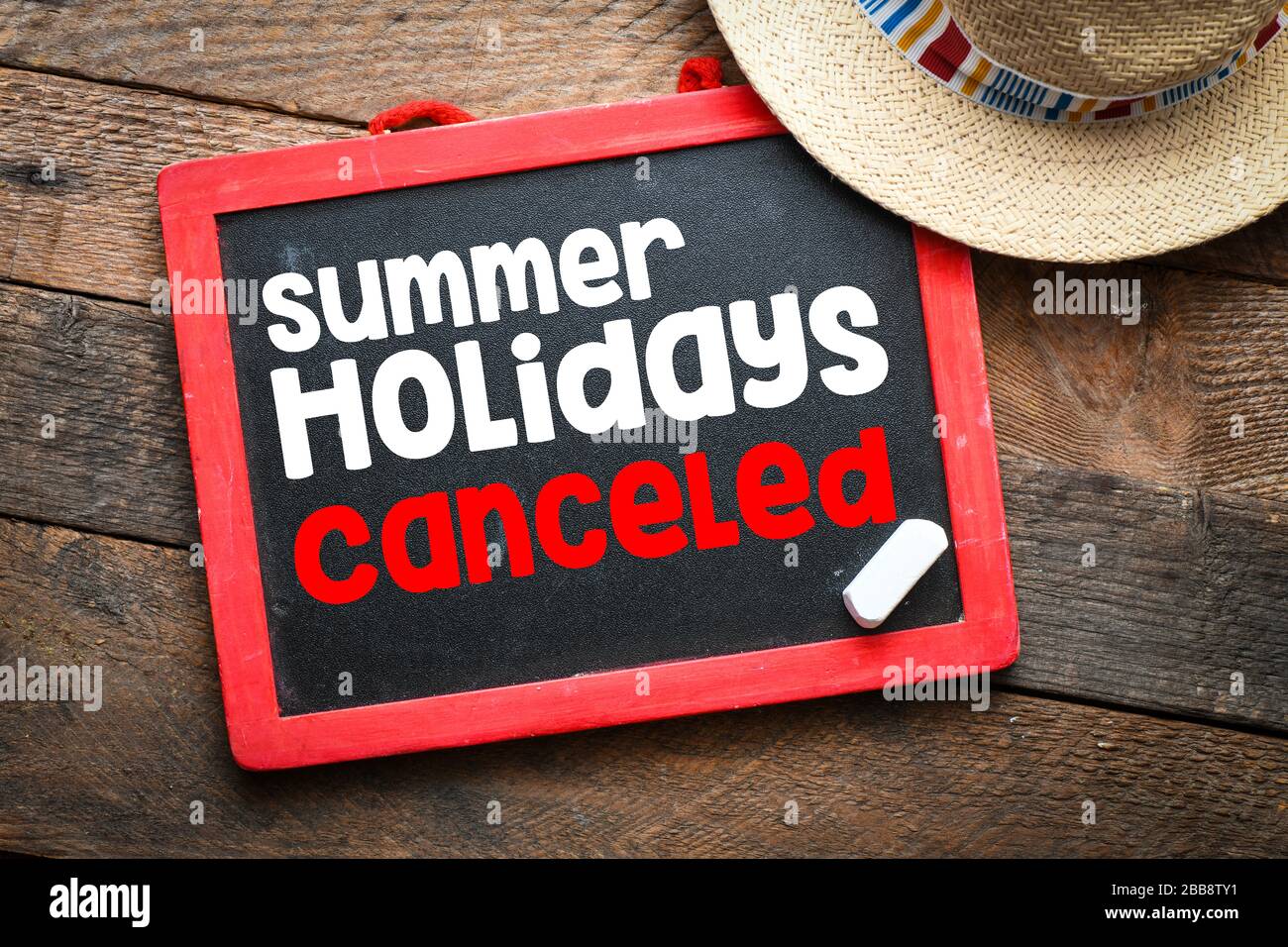 HOLIDAYS CANCELED words written on a chalk board Stock Photo - Alamy