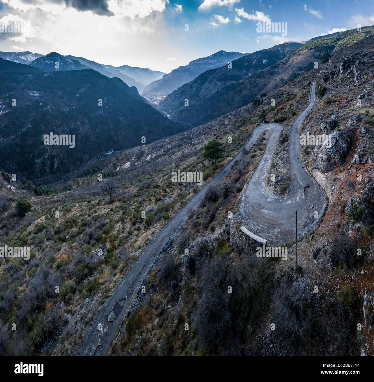 Aerial panoramic drone view of a scenic highway by the beautiful ...