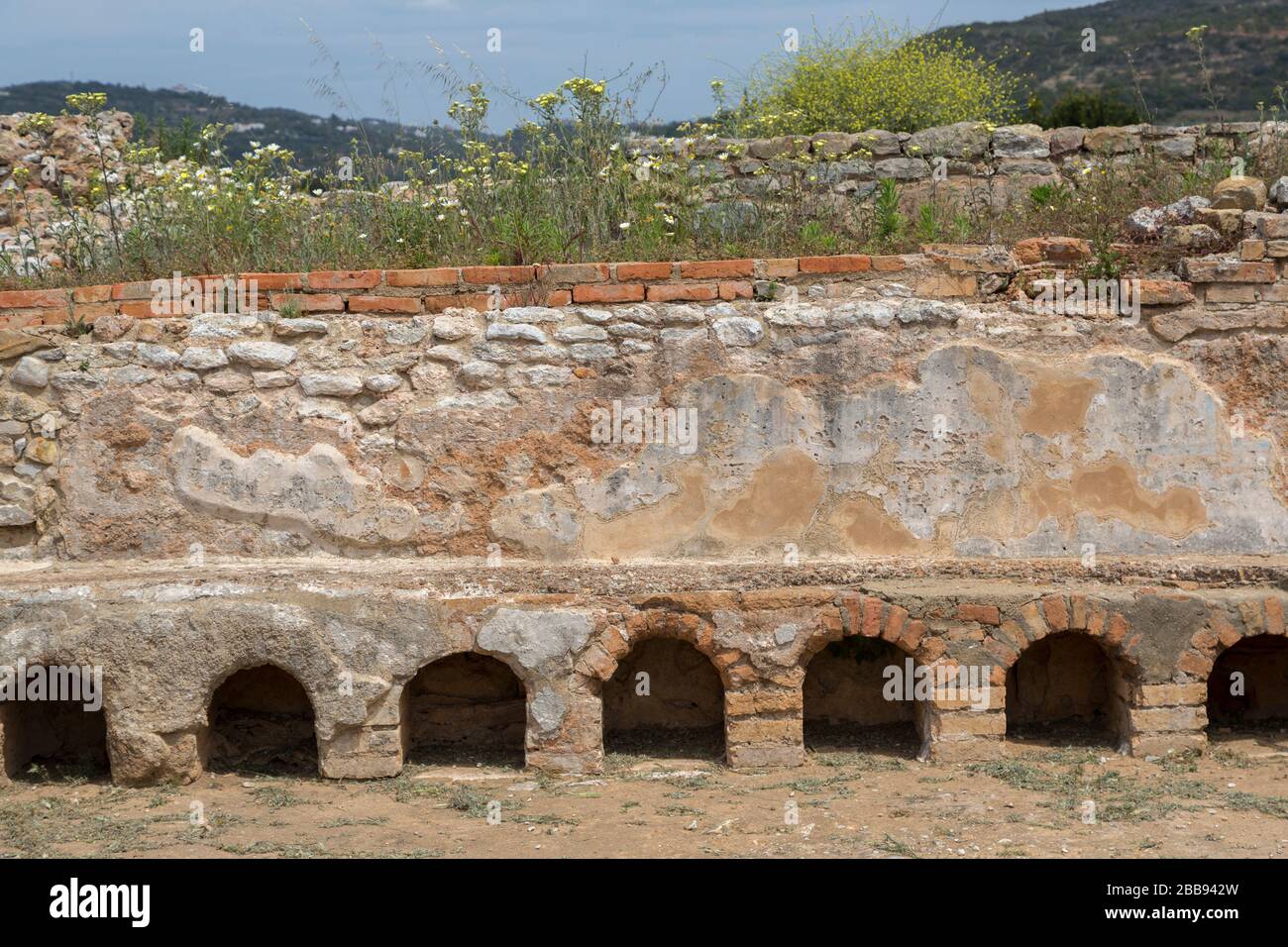 Baths apodyterium at the 3rd century Roman ruins, Milreu, Algarve ...