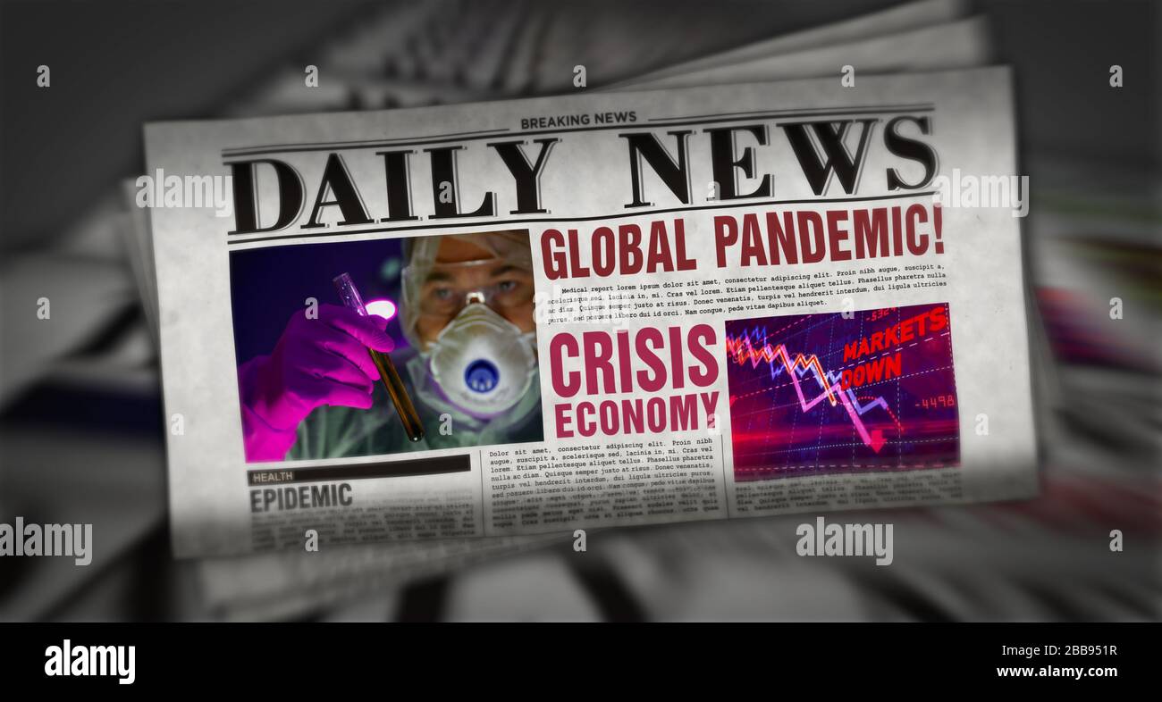 Global pandemic and crisis breaking news – daily newspaper printing ...