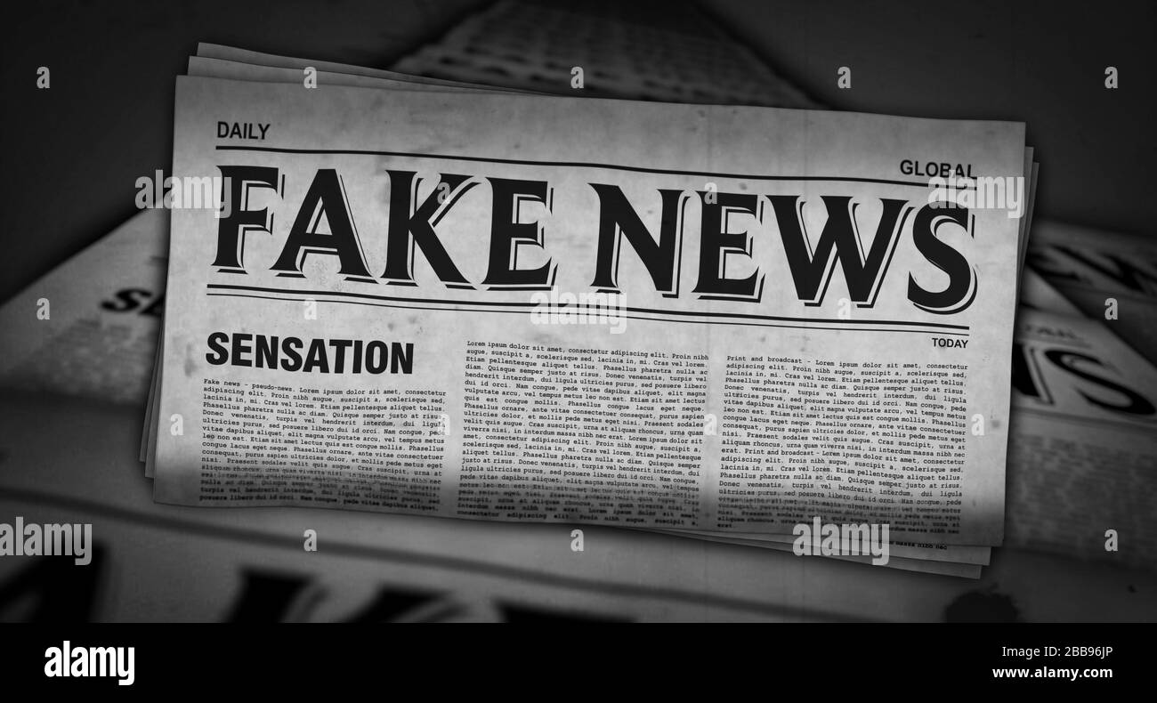 Fake news paper printing 3d illustration. Hoax media press production ...