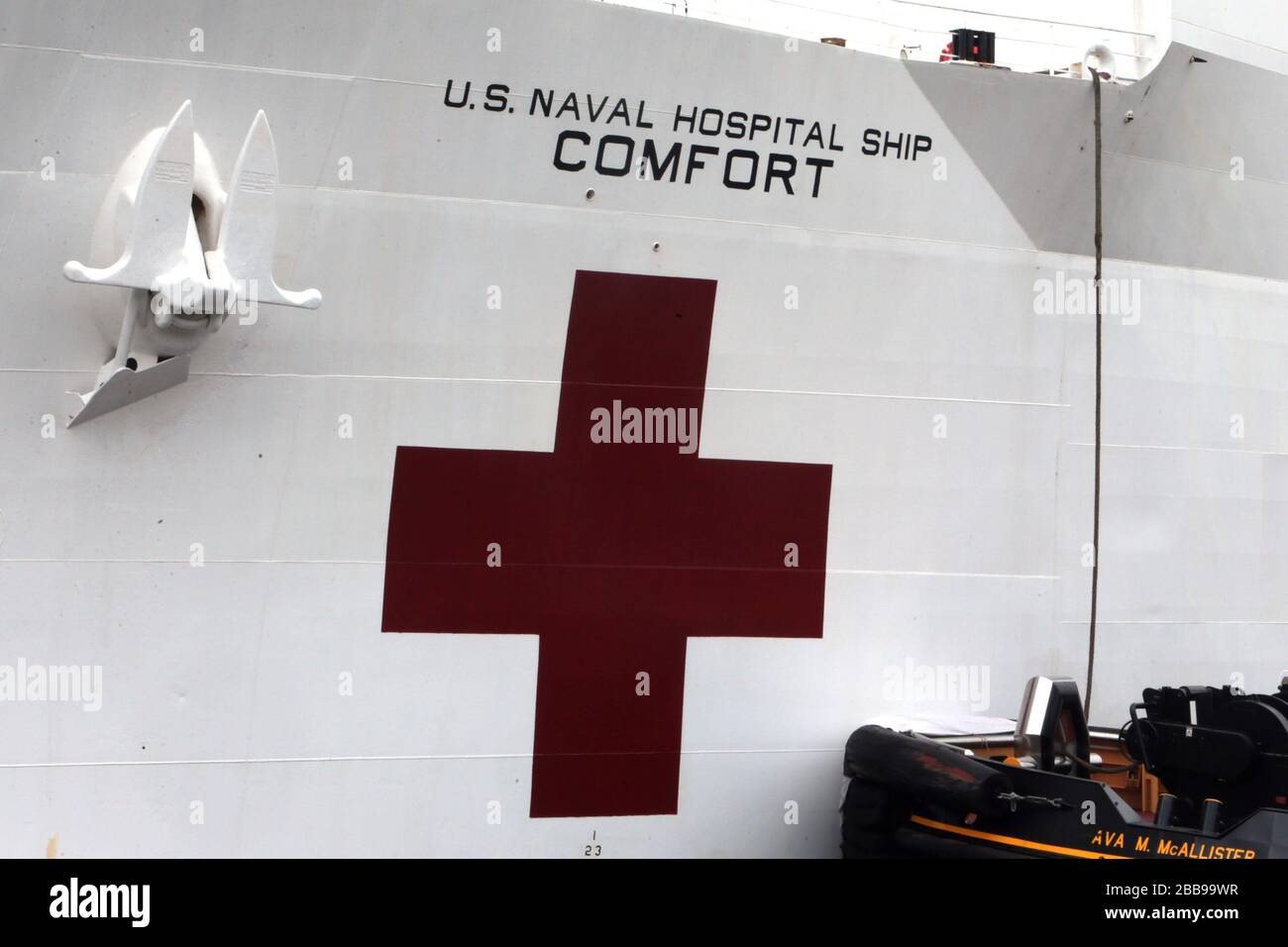 New York, NY, USA. 30th Mar, 2020. View of Pier 90 upon the arrival of ...