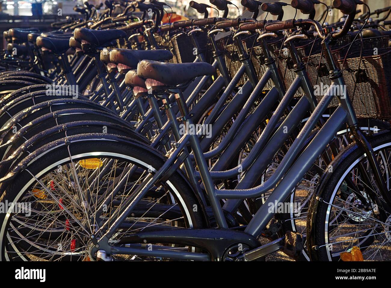Row parked different bicycles hi-res stock photography and images - Alamy