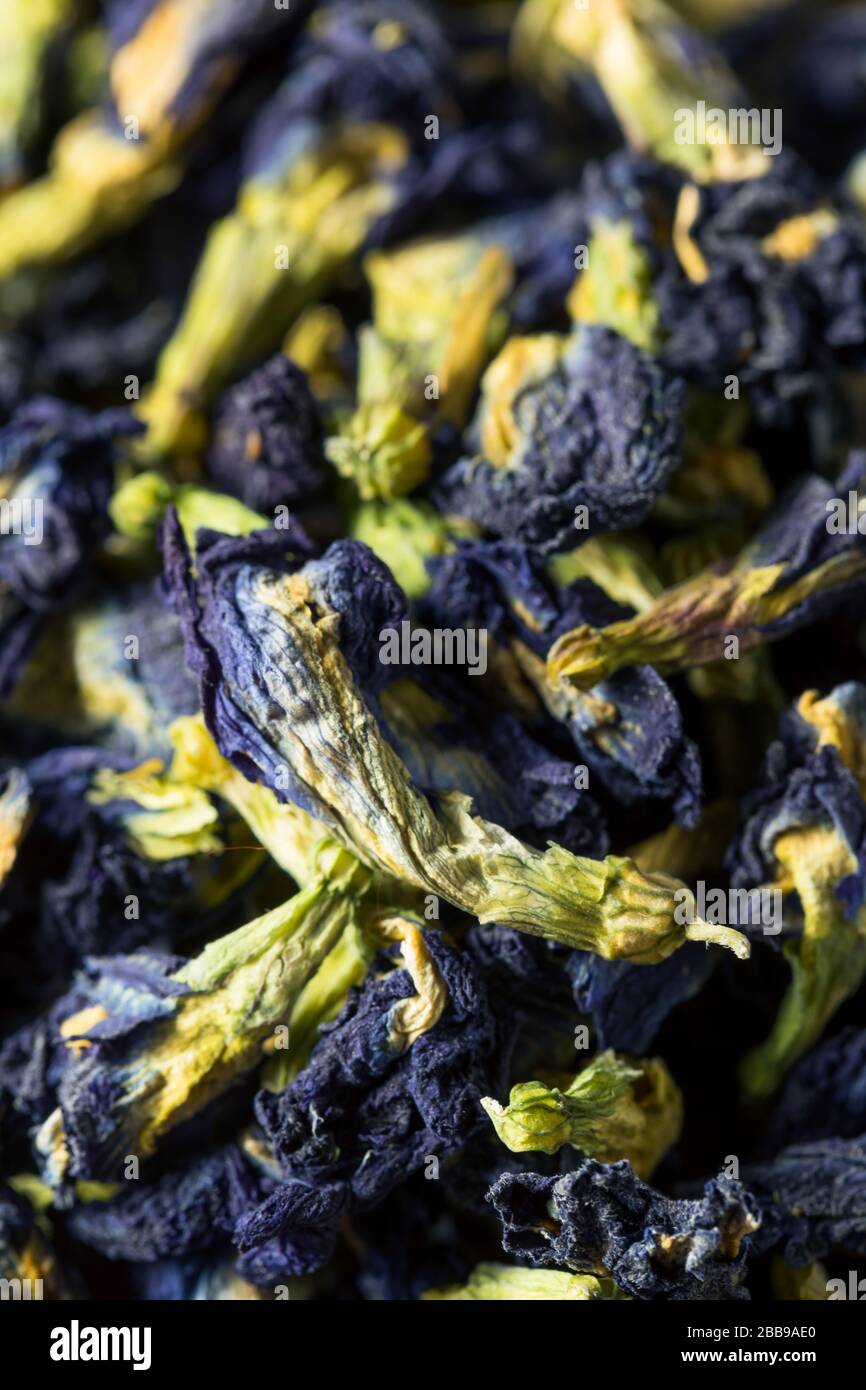 Dried Organic Butterfly Pea Flowers in a Bowl Stock Photo - Alamy
