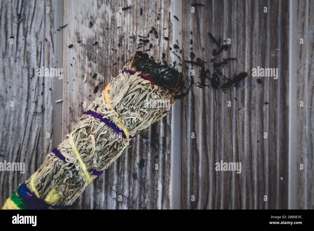 Sage Bundle on Wood Background Stock Photo - Alamy
