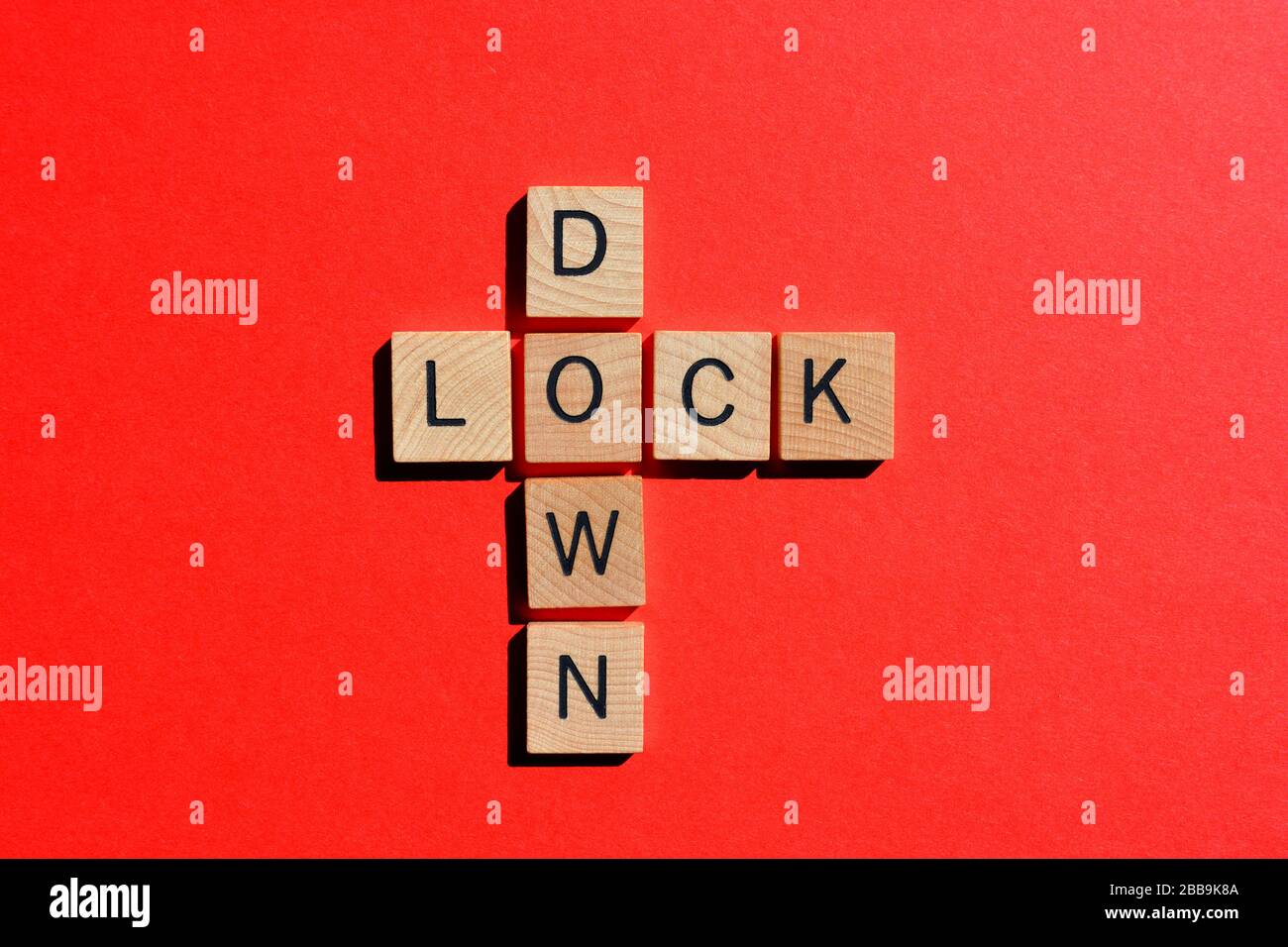 Lock Down, words on red background Stock Photo - Alamy