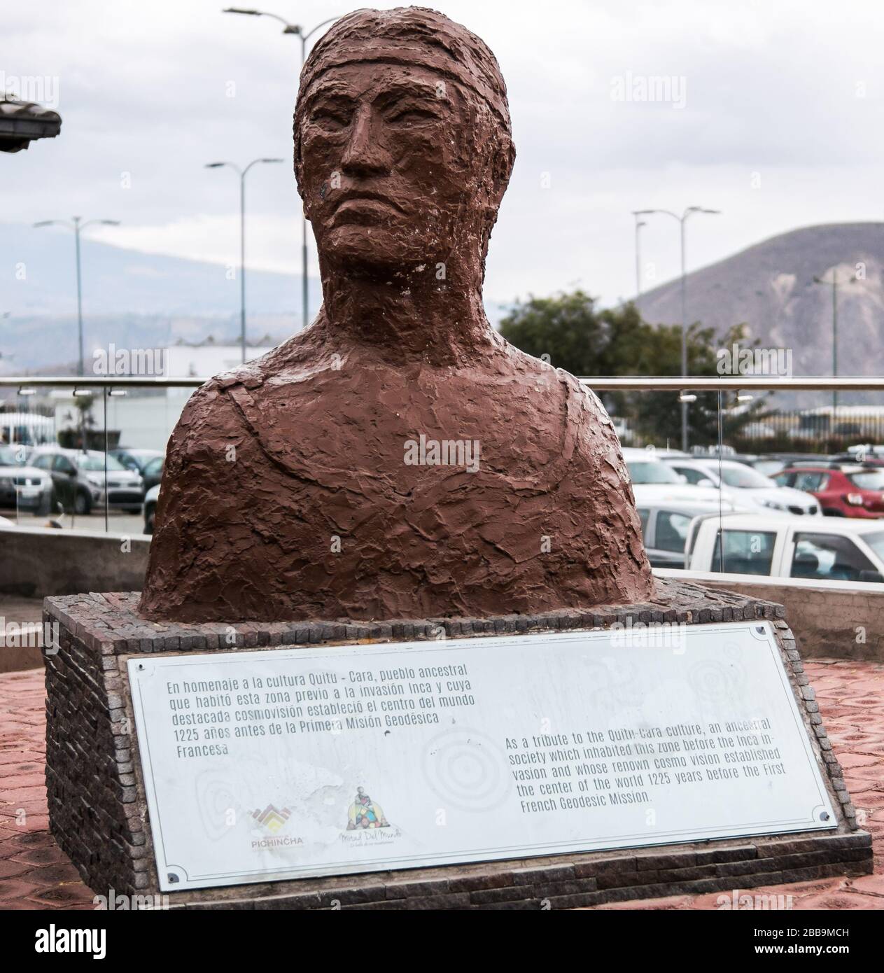 QUITO, ECUADOR - JULY 29, 2018: This statue pays tribute to the Quitu ...
