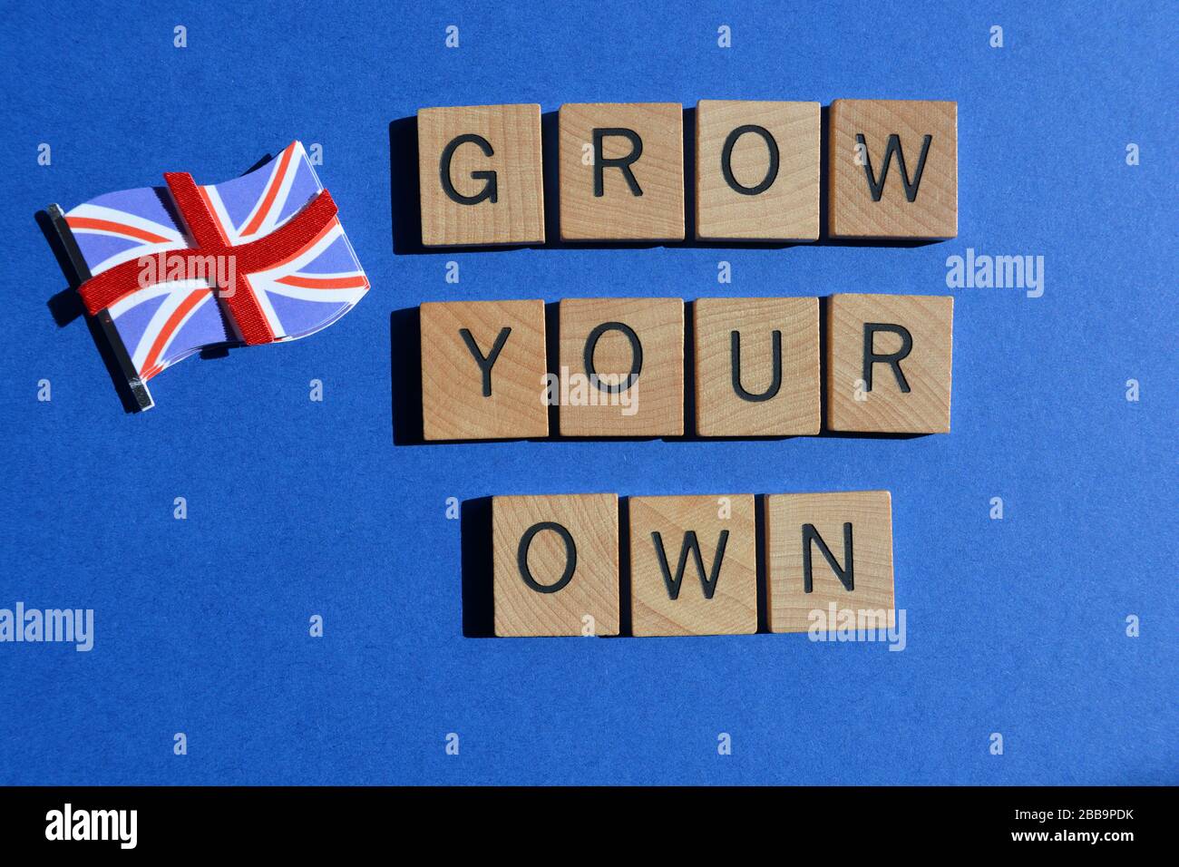 Home Grown, words with a Union Jack flag Stock Photo - Alamy
