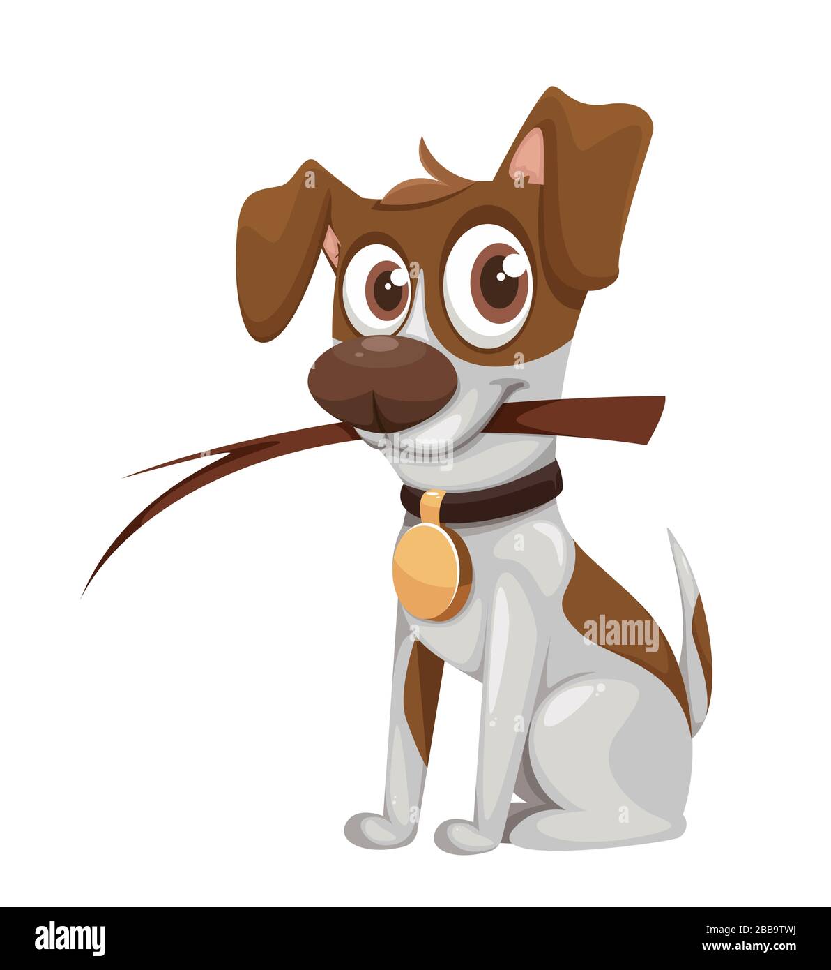 Cute Cartoon Jack Russell Terrier. Funny Dog. Vector illustration on ...