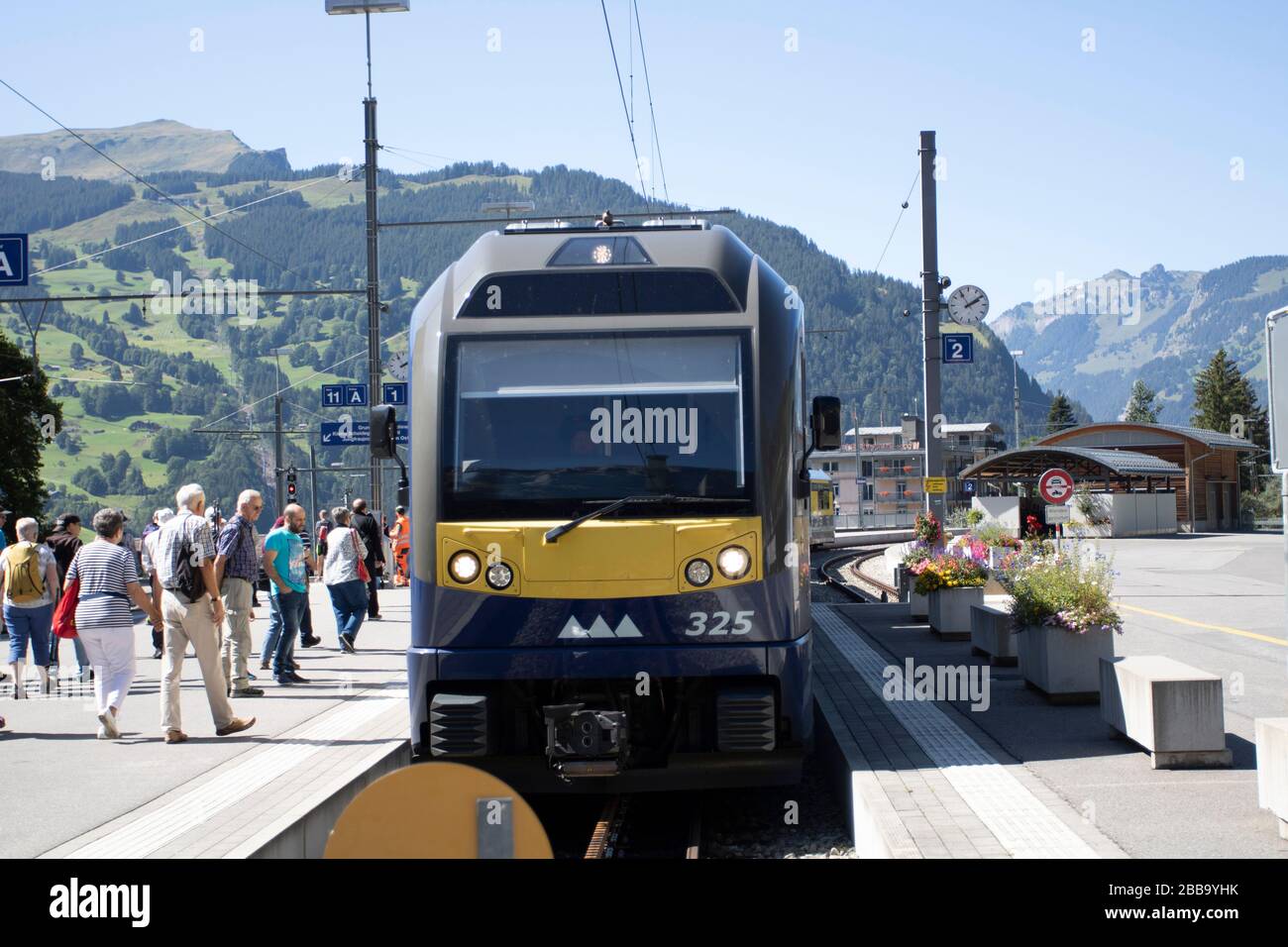 Swiss Train station Grindelwald foot of Mount Eiger, Switzerland ...