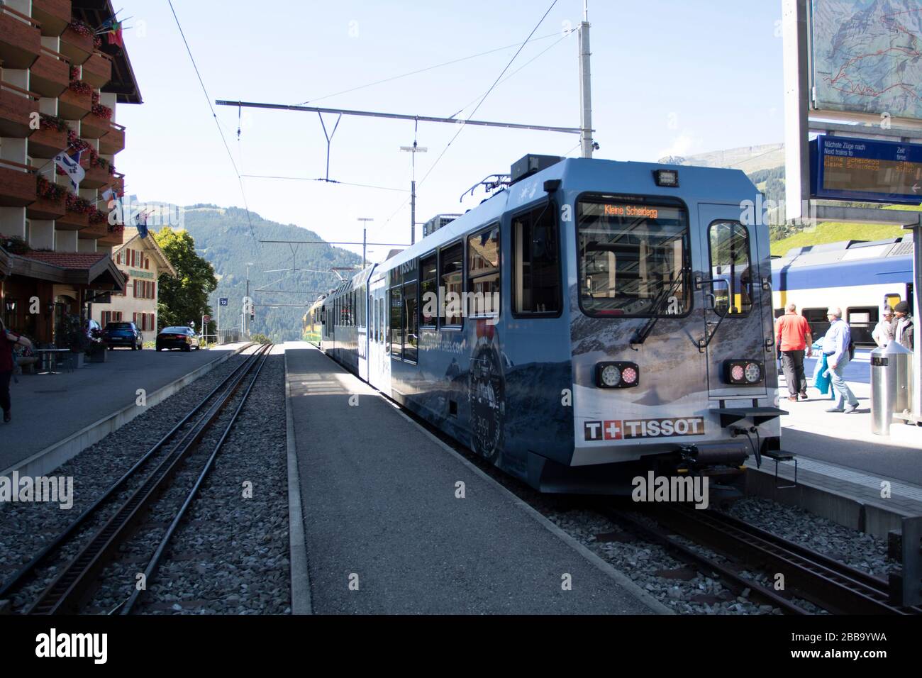 Swiss Train station Grindelwald foot of Mount Eiger, Switzerland ...