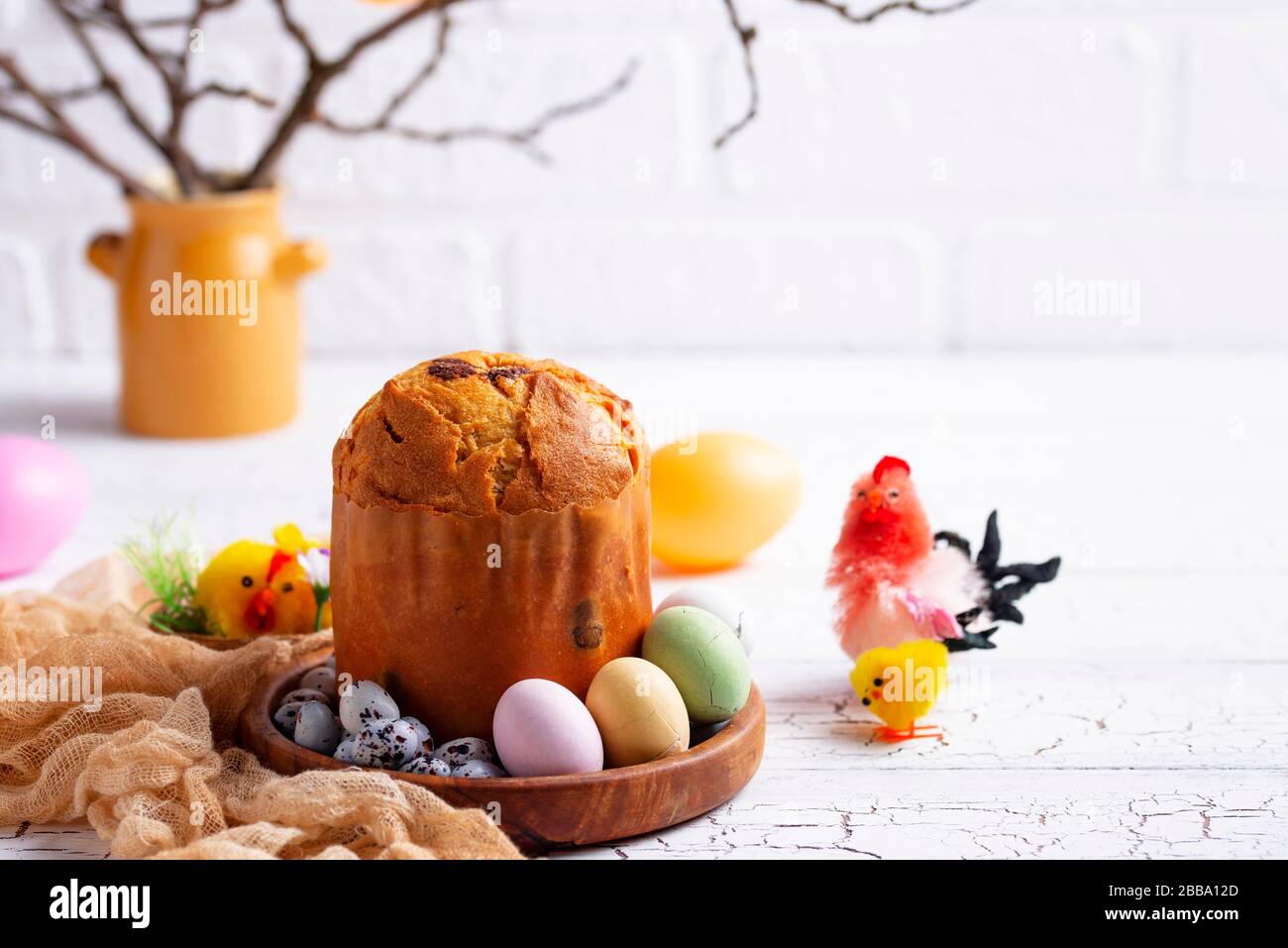 Italian Easter cake panettone or Russian kulich Stock Photo - Alamy