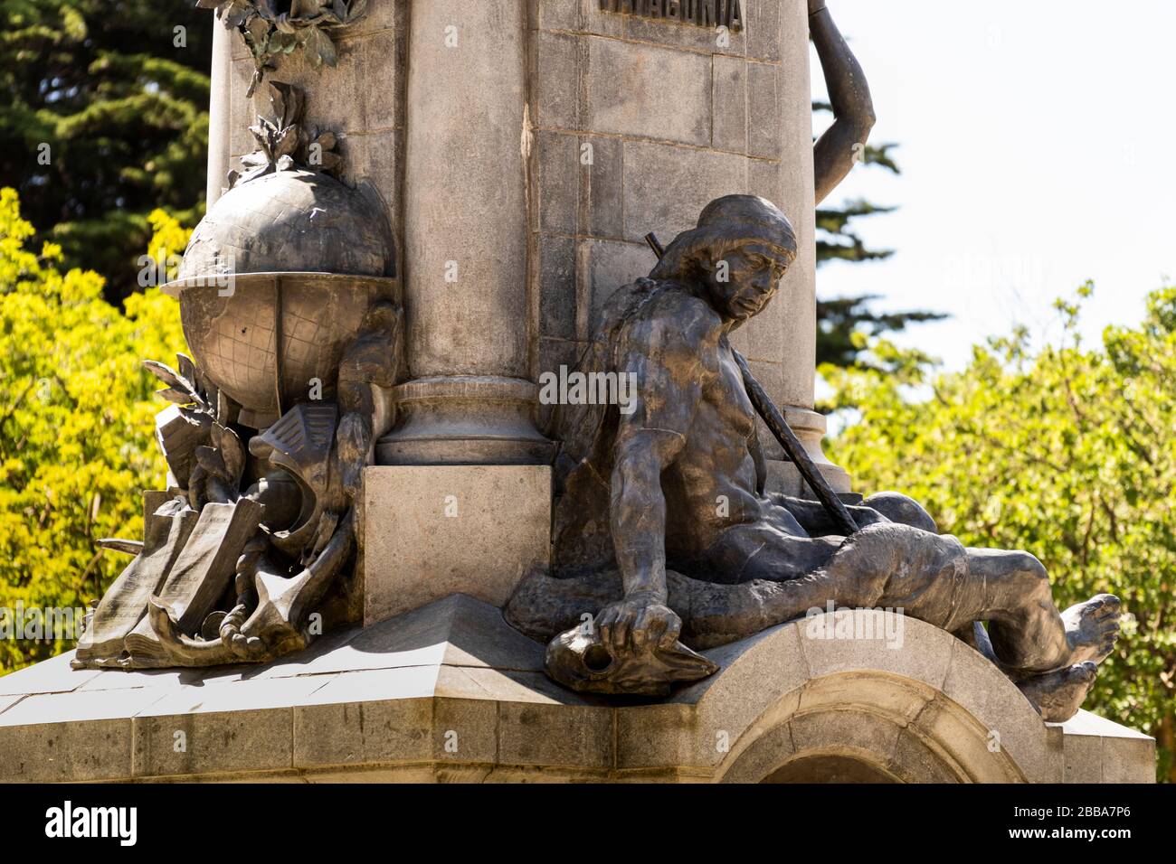 Chile, Punta Arenas - Plaza Munoz Gamero, Monument to Hernando de ...
