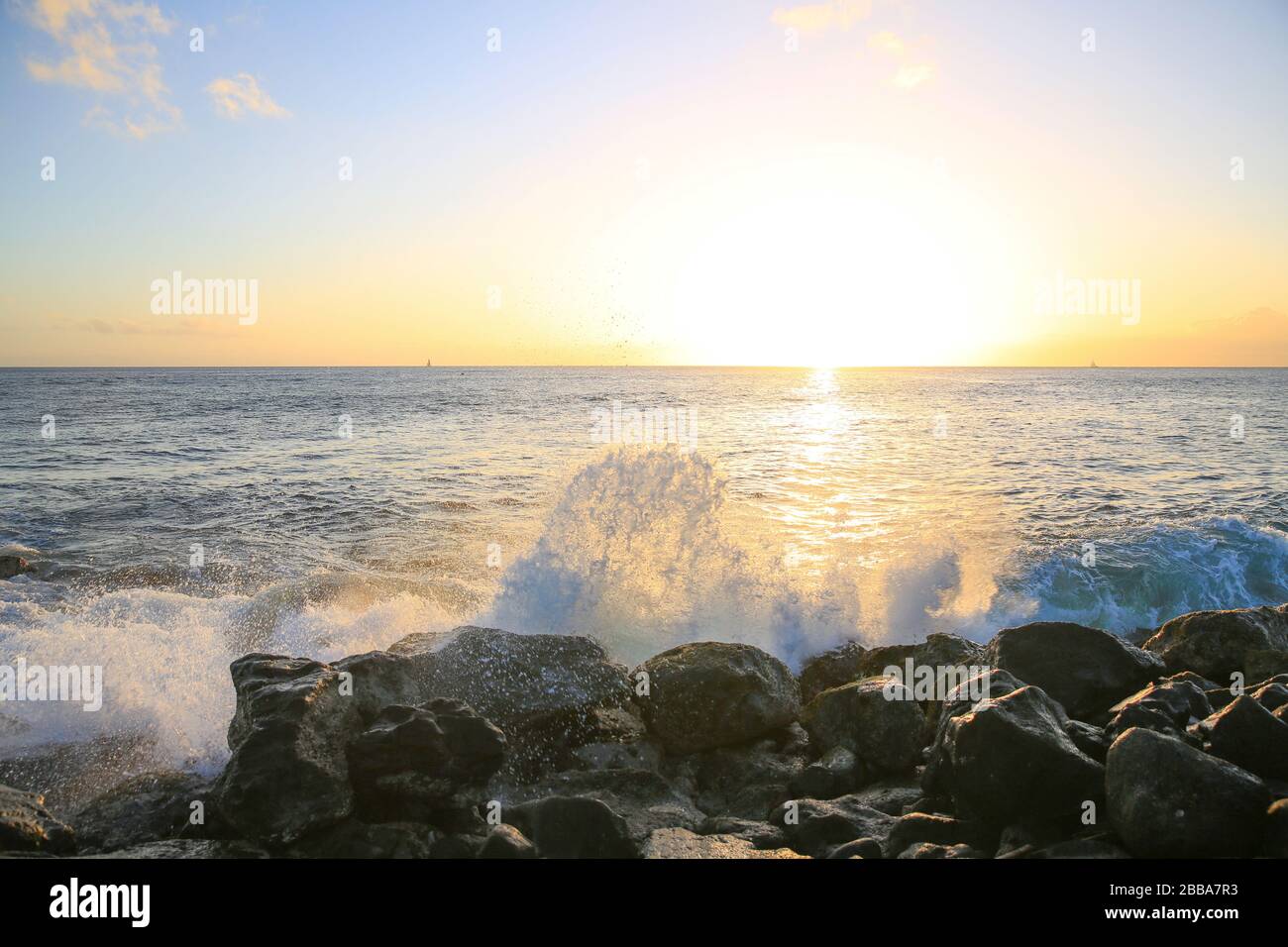 ocean view form the mountain oahu hawaii Stock Photo - Alamy