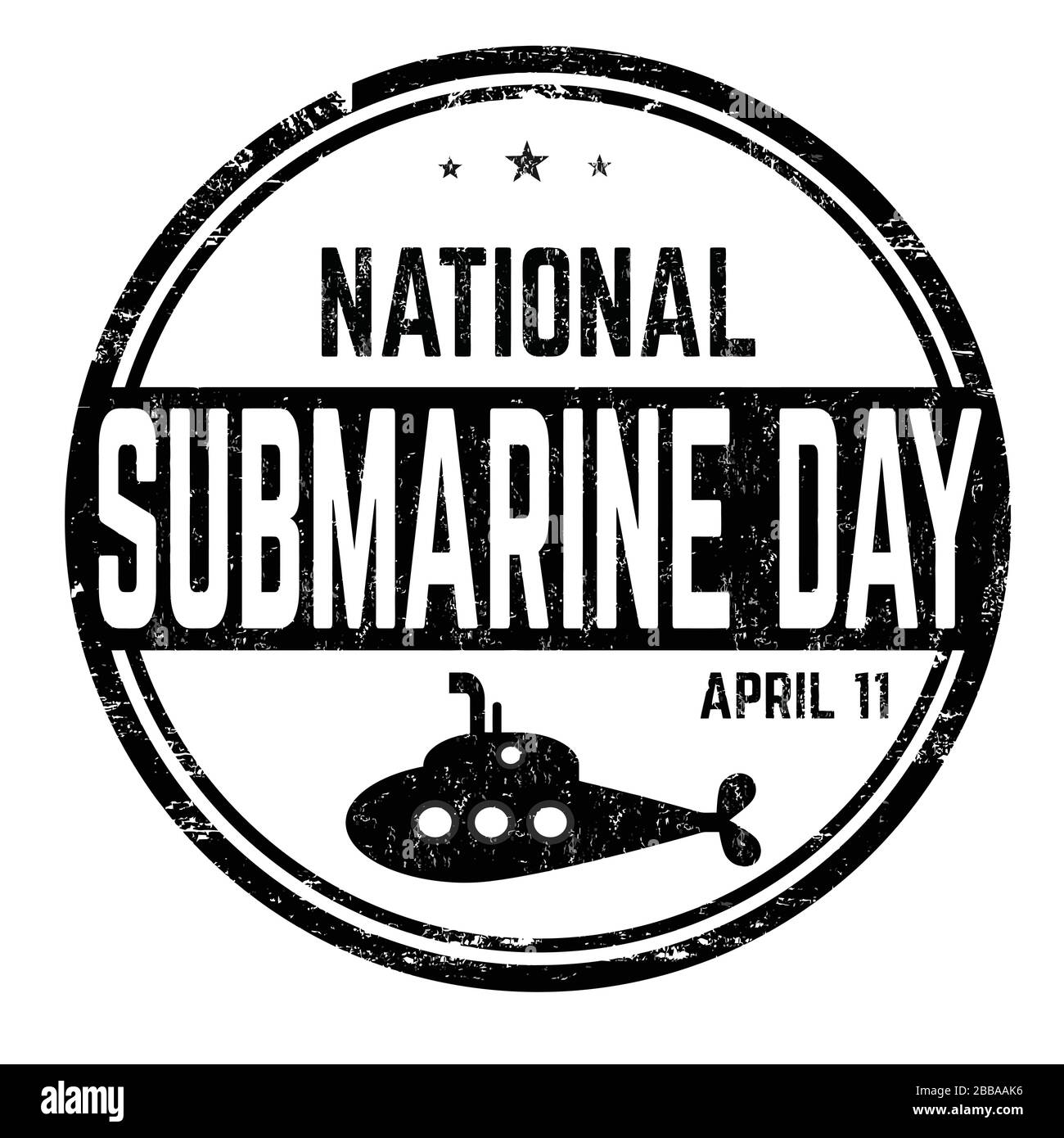 National submarine day grunge rubber stamp on white background, vector ...