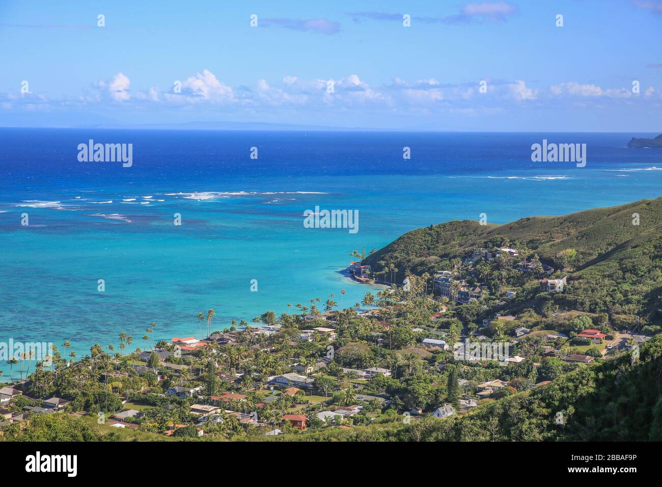 ocean view form the mountain oahu hawaii Stock Photo - Alamy