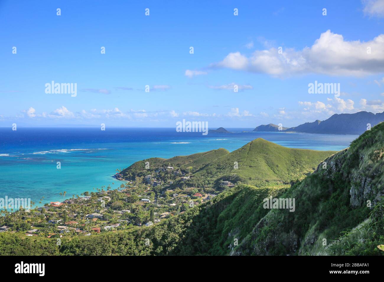 ocean view form the mountain oahu hawaii Stock Photo - Alamy