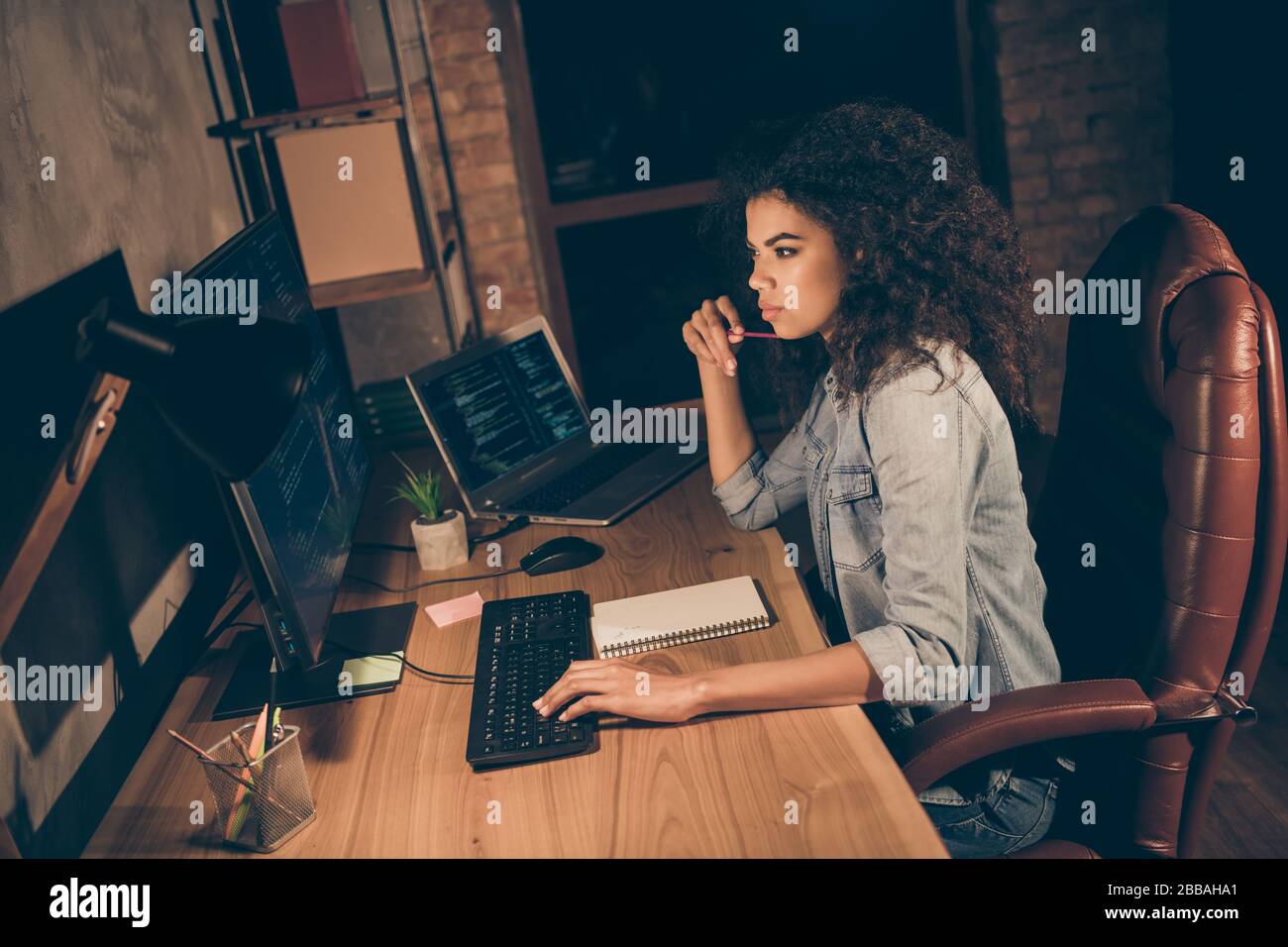 Top above high angle view profile side photo thoughtful afro american ...