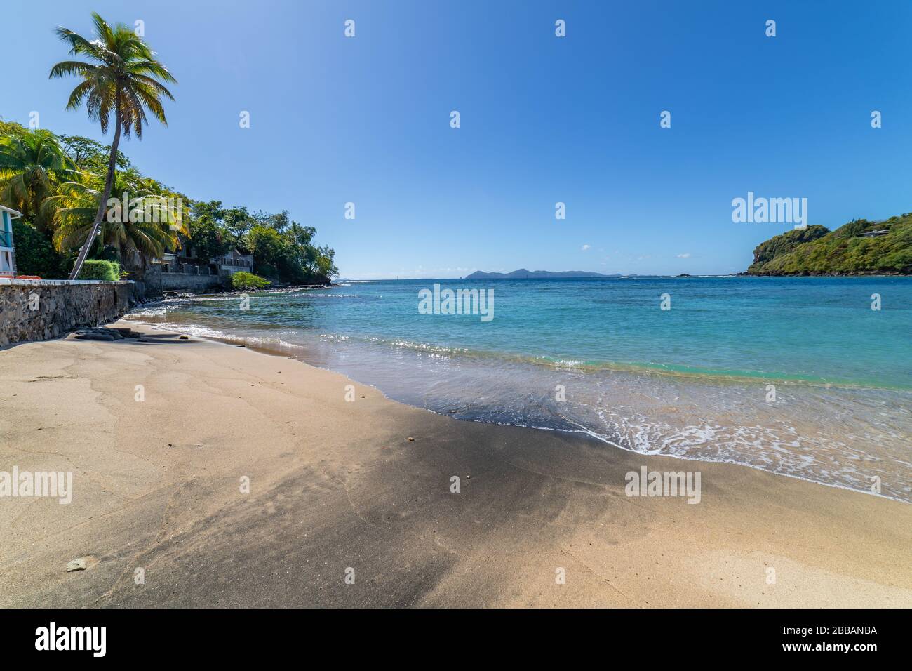 White sand beach in Saint Vincent, Saint Vincent and the Grenadines ...
