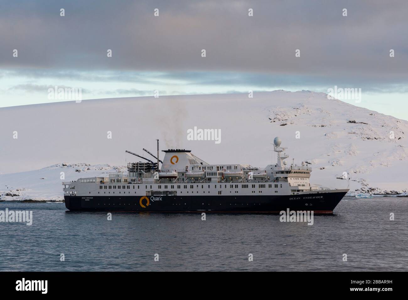 Ocean Endeavour cruise ship in the Lemaire channel, Antarctica Stock ...