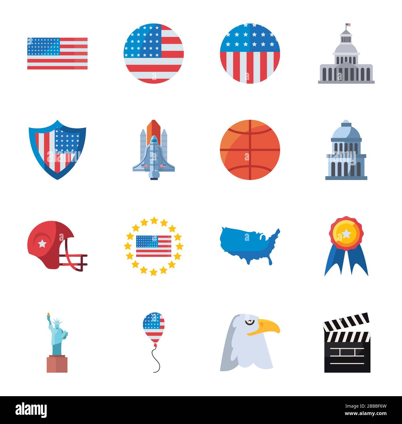 Usa fill style icon set design, United states america independence day ...