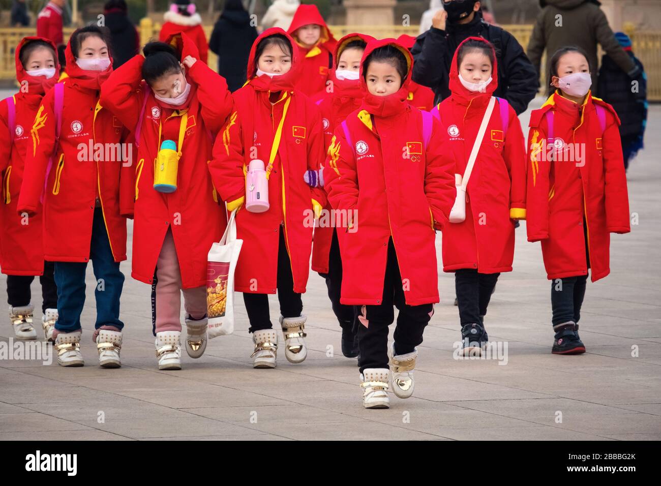 Beijing, China - Jan 17 2020: Unidentified group of Chinese students ...