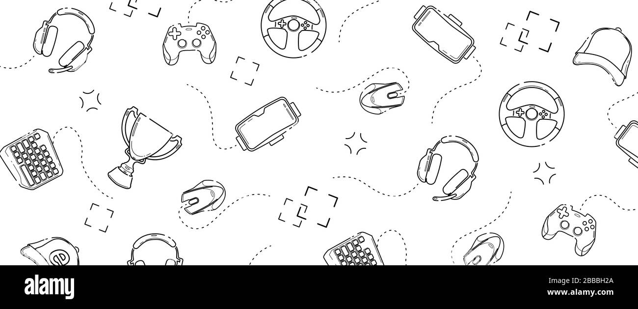 Game pc accessories wallpaper design. Line Technology cover on white ...