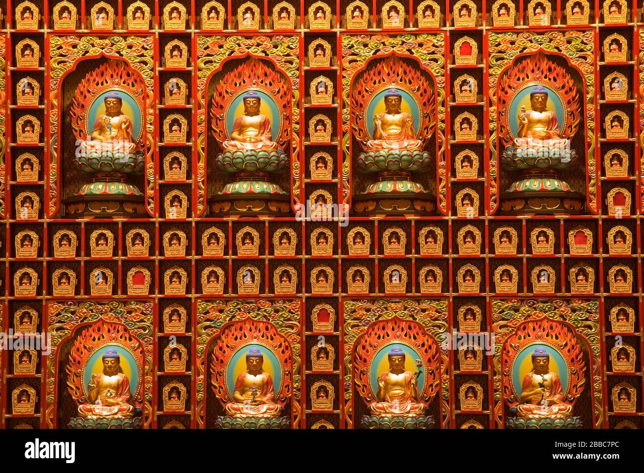 Rows of Buddha's, Buddha Tooth Relic Temple & Museum, Singapore, Asia ...
