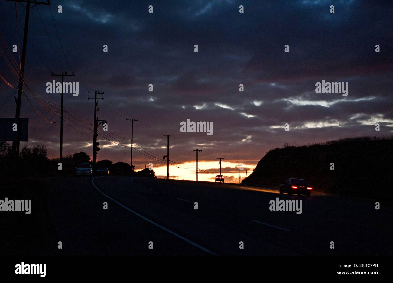 Cars driving north on the PCH near Malibu, CA at sunset Stock Photo - Alamy