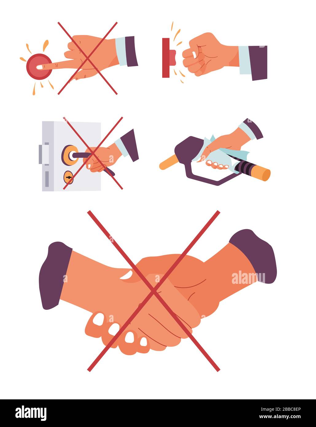 Coronavirus dos and donts, avoid contact and touches Stock Vector Image ...